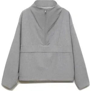 Mango Barile Half-Zip Jacket In Light/ Pastel Grey - 45% Off